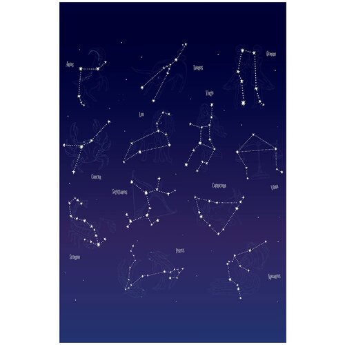 Постер / Плакат / Картина Созвездия на небе 40х50 см в подарочном тубусе