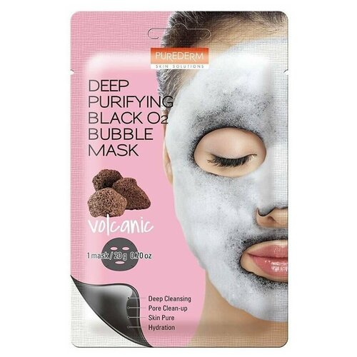 Маска тканевая кислородная Eyenlip Detoxifying Black O2 Bubble Mask (Volcano - Вулканический пепел)