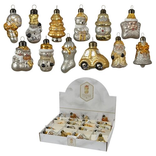 Kaemingk Набор стеклянных елочных игрушек Vintage Christmas: Soft Gold 6-9 см, 24 шт *