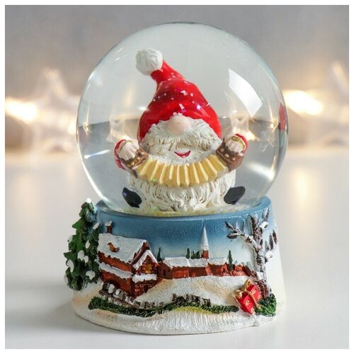Стеклянный шар "Дед Мороз - гармонист" 7х6 7х8 8 см