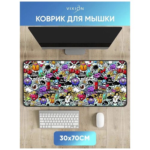 Коврик для мышки Vixion MP34 300x700x3 мм Граффити микс