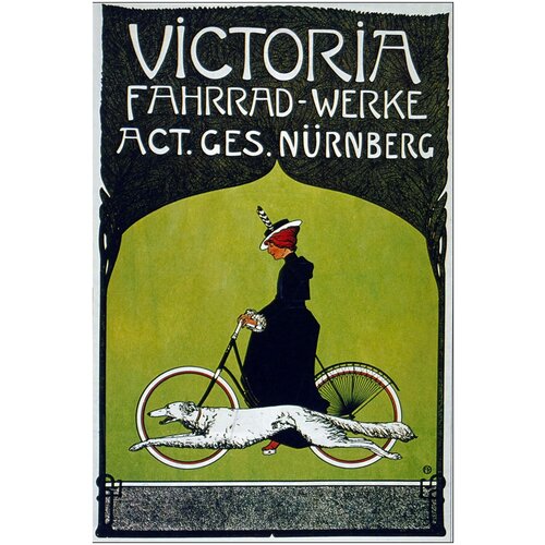 Постер / Плакат / Картина Винтажная реклама велосипедов Victoria 50х70 см в раме