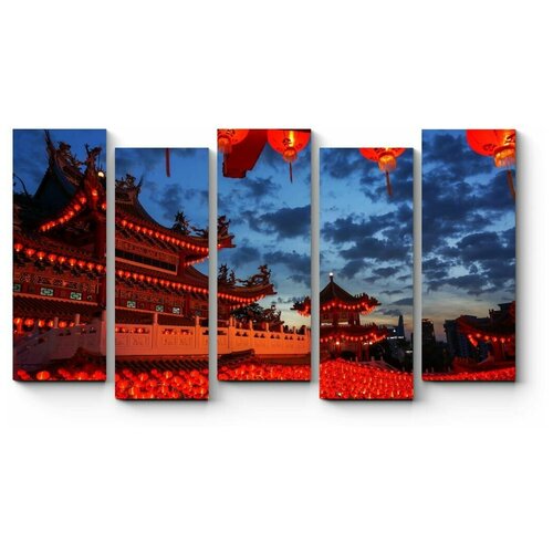 Модульная картина Храм Тянь Хоу в сумерках120x69