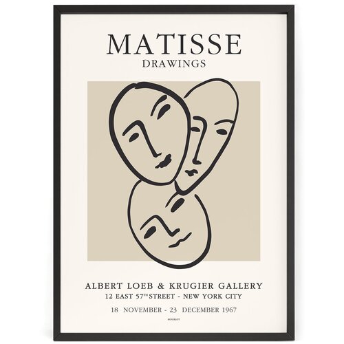 Плакат на стену Эскиз Лица - Кубизм Анри Матисс 70 x 50 см в тубусе