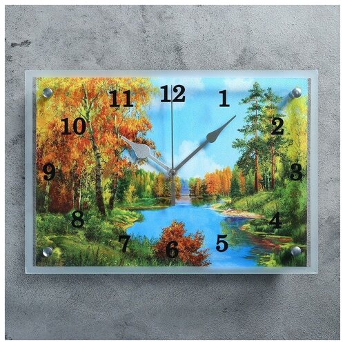 Сюжет Часы-картина настенные, серия: Природа, "Лесная река" 25х35 см