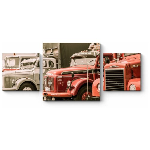 Модульная картина Красные грузовики 90x39