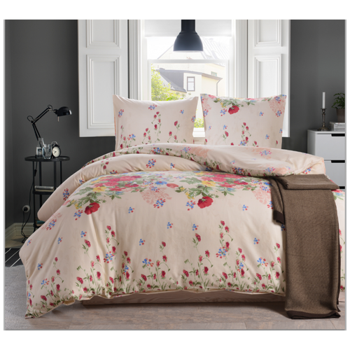 1.5 спальное постельное белье сатин розовое с цветами