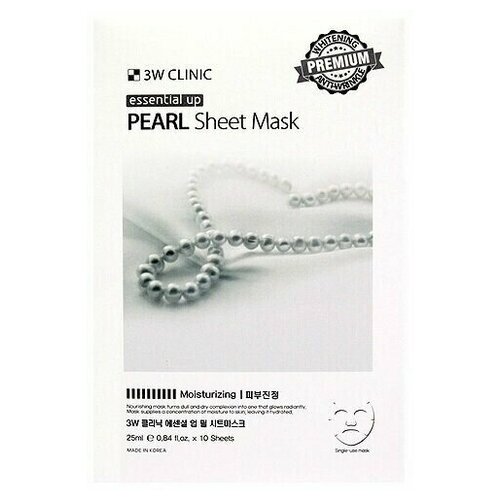 Тканевая маска с экстрактом жемчуга 3W Clinic Essential Up Pearl Sheet Mask