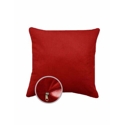 Подушка декоративная на диван классика велюр 45х45 см красный