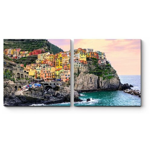 Модульная картина Красочные дома на скале над Средиземным морем 180x90