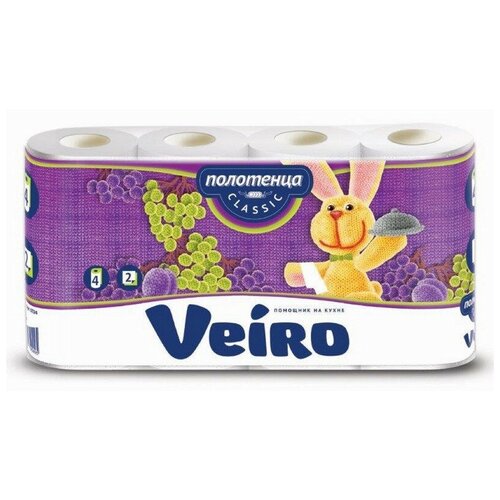 Полотенца бумажные VEIRO Classic 2-сл, с тисн, 4рул./уп. 5п24 , 1 шт.