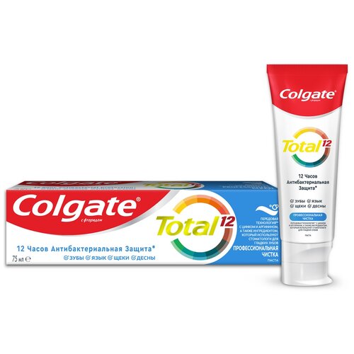 Зубная паста Colgate Total 12 Профессиональная чистка комплексная антибактериальная, 75 мл, 80 г, белый