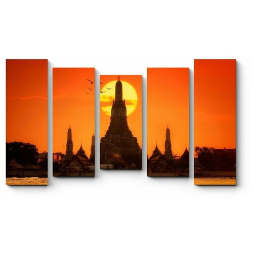 Модульная картина Алый закат в Бангкоке 120x72