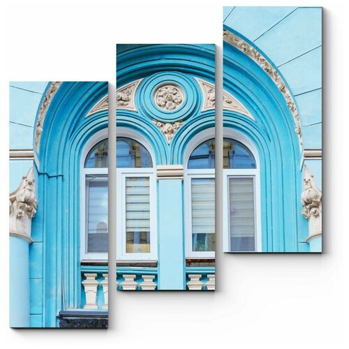 Модульная картина Голубой фасад с лепниной70x75