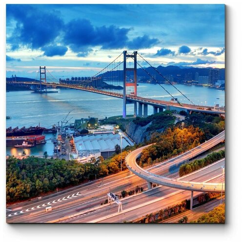 Модульная картина Великолепный вид на знаменитый мост Гонконга 110x110