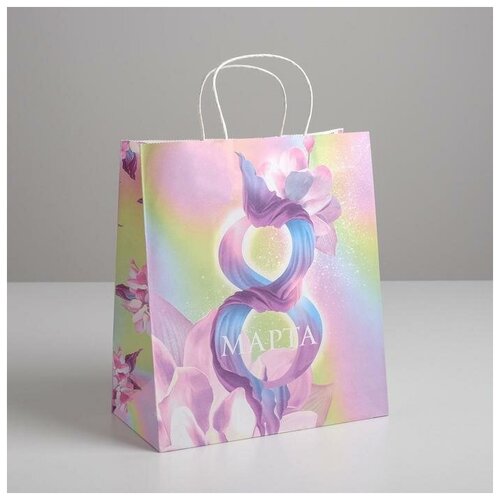 Пакет подарочный крафт «Нежность», 28 × 32 × 15 см