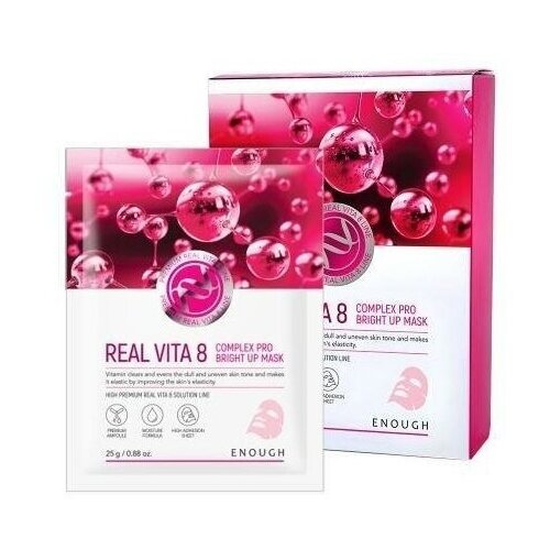 ENOUGH Тканевая маска для лица с витаминами Real Vita 8 Complex Pro Bright Up Mask 10 уп.
