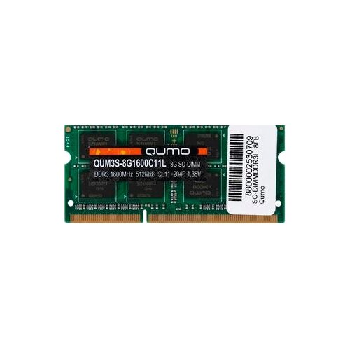 Оперативная память Qumo 8 ГБ DDR3L 1600 МГц SODIMM CL11 QUM3S-8G1600C11L