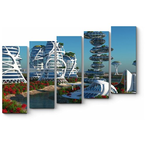 Модульная картина Побережье города будущего 180x126