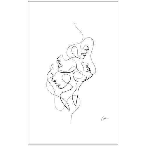 Постер / Плакат / Картина Линии - Женские лица 50х70 см в раме
