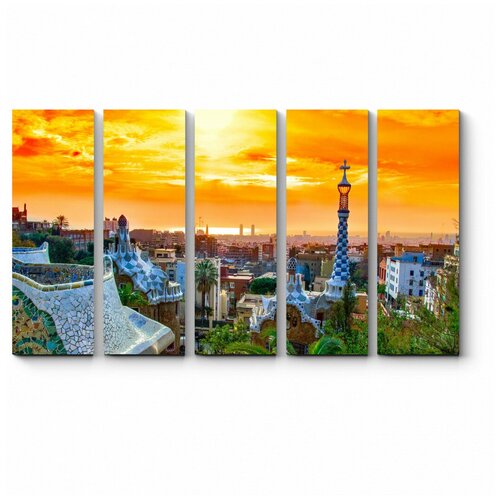 Модульная картина Великолепный закат, Барселона 110x66