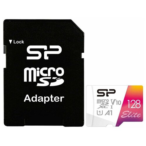 Карта памяти SILICON POWER micro SDXC 128Gb Elite Class 10 UHS-I U1 A1 + ADP (100/10 Mb/s)