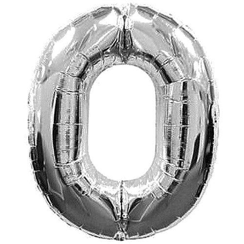 Фольгированный шар цифра ноль - 0 серебрянная, 102 см (40 дюймов) с гелием