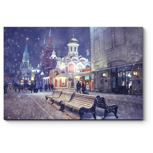 Модульная картина Зимний вечер в столице, Москва 80x53