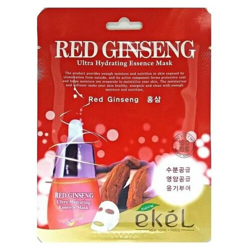 EKEL Маска для лица тканевая с красным женьшенем. Essence mask red ginseng, 25 гр.