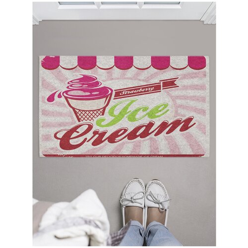 Придверный коврик в прихожую JoyArty "Плакат мороженого" для обуви, на резиновой основе, 75x45 см