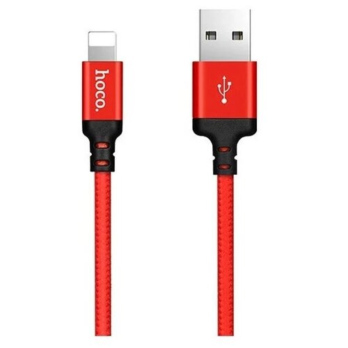 Кабель Hoco Кабель в тканевой оплетке USB - Lightning Hoco X14 Times Speed только для зарядки, 1 м, 1 шт., красный/черный