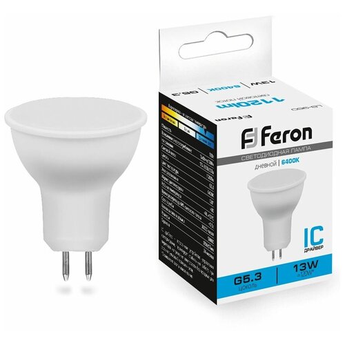 FERON Лампа светодиодная, (13W) 230V GU10 6400K MR16, LB-960