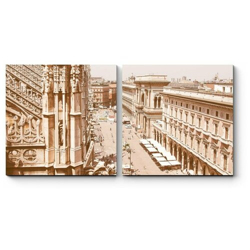 Модульная картина Винтажное фото Милана 160x80