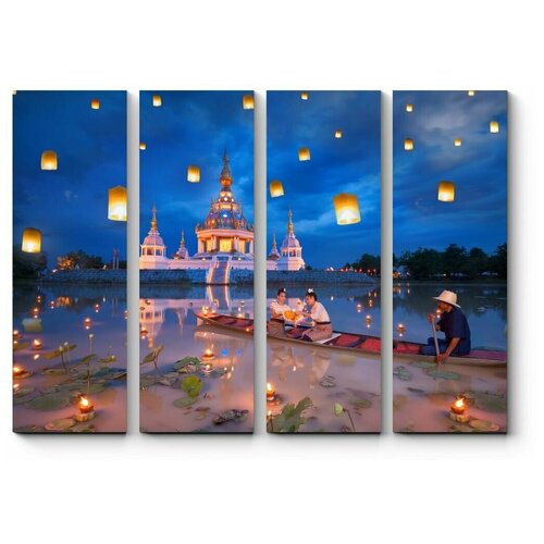 Модульная картина Фестиваль плавающих фонариков, Тайланд90x68