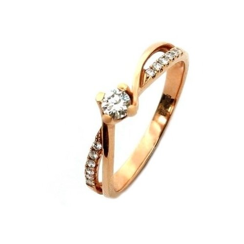 Кольцо Diamond Prime, красное золото, 585 проба, бриллиант, размер 16.5