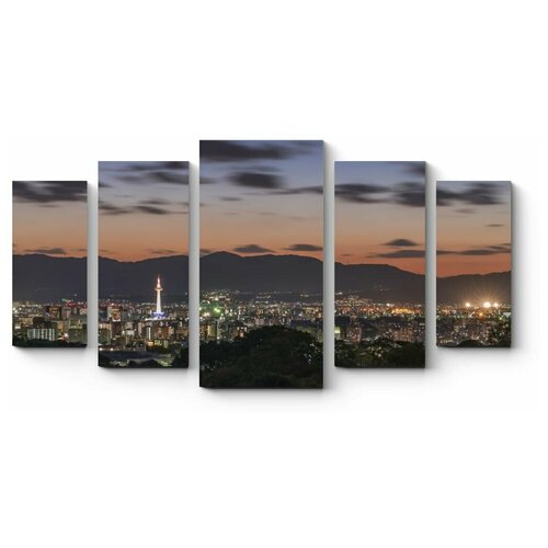 Модульная картина Неповторимая панорама ночного Киото 150x83