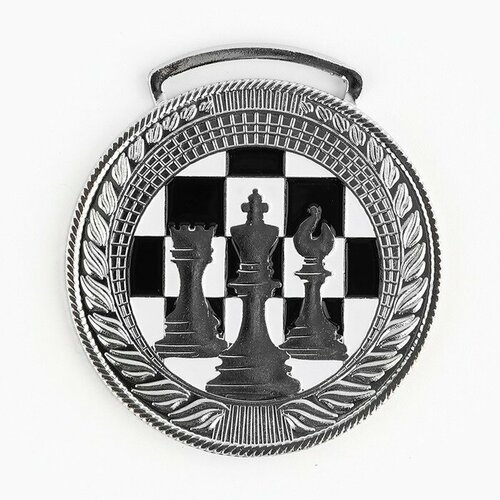 Медаль тематическая 191 "Шахматы" диам 4.5 см. Цвет сер. Без ленты