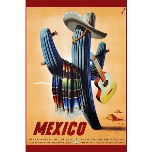 Плакат, постер на бумаге иностранный Mexico Travel Advertisement. Размер 30 х 42 см