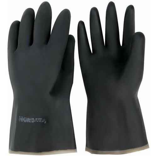 Перчатки резиновые технические КЩС "азрихим К20Щ20" Тип 1, цвет: черный, размер 3 (сверхбольшой)