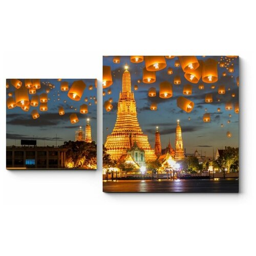 Модульная картина Волшебные небесные фонарики, Бангкок 80x48