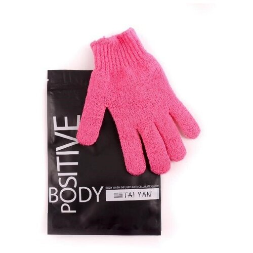 Мочалка-скраб Антицеллюлитная массажная перчатка Body Positive c эффектом пилинга для WOW гладкости кожи 1 шт