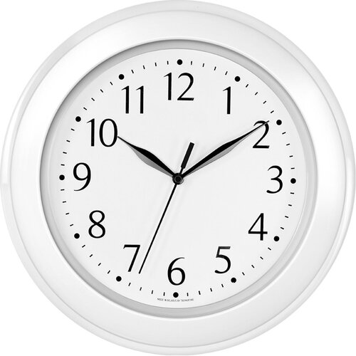 Часы настенные Troyka ход плавный, круглые, 30х30х5 см, белая рамка (122211201)
