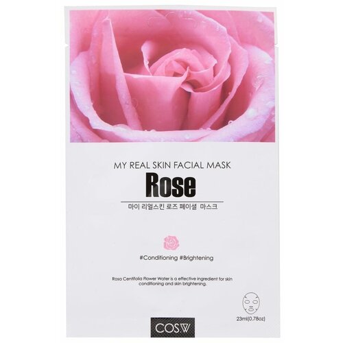 COS. W Тканевая маска с розой, 23 мл COS. W My Real Skin Rose Facial Mask