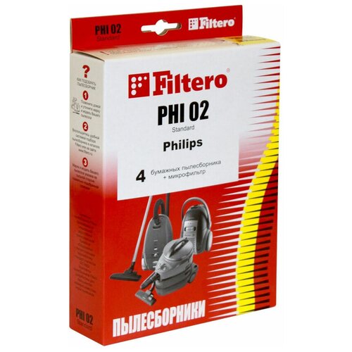 Filtero Мешки-пылесборники PHI 02 Standard, бежевый, 4 шт.