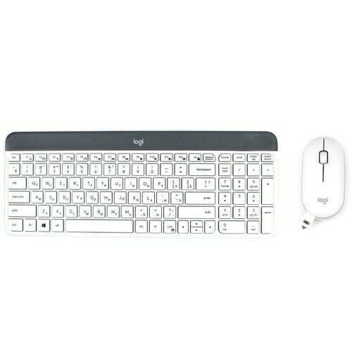 Комплект клавиатура + мышь Logitech MK470 Slim (английский/русский) white