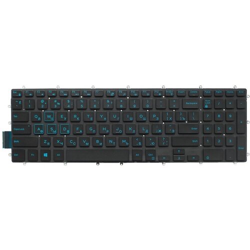 Клавиатура для ноутбука Dell Inspiron G3 15-5565, 15-5570, черная, без рамки, подсветка голубая