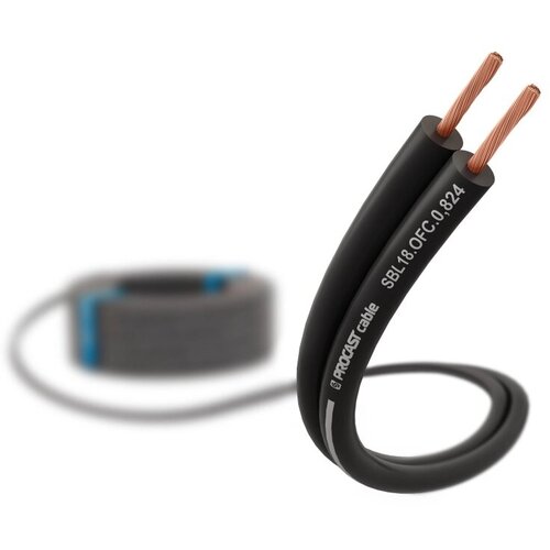 Инсталляционный черный акустический кабель 2х0,824mm² PROCAST Cable SBL 18. OFC 5м