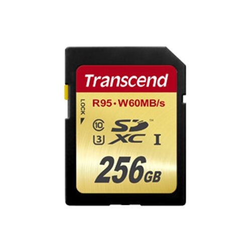 Карта памяти Transcend SDXC 256 ГБ Class 10, UHS-I U3, R/W 95/60 МБ/с