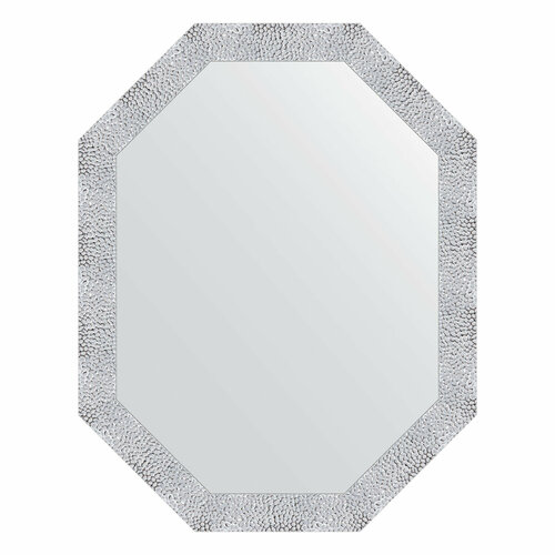 Зеркало настенное Polygon EVOFORM в багетной раме чеканка белая, 72х92 см, для гостиной, прихожей, кабинета, спальни и ванной комнаты, BY 7280