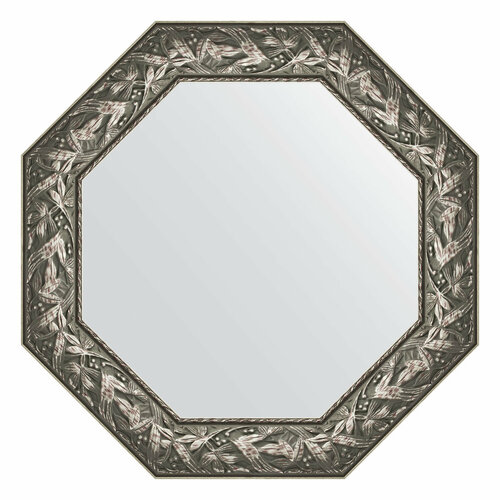 Зеркало настенное Octagon EVOFORM в багетной раме византия серебро, 73х73 см, для гостиной, прихожей, кабинета, спальни и ванной комнаты, BY 7373